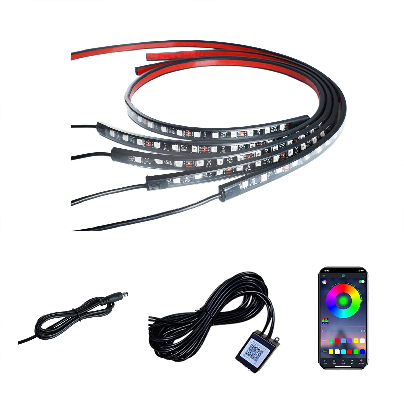 Ligrel Underglow Light Strip KEF16 RGB - 4PCS Car Neon Lights Kit with ...