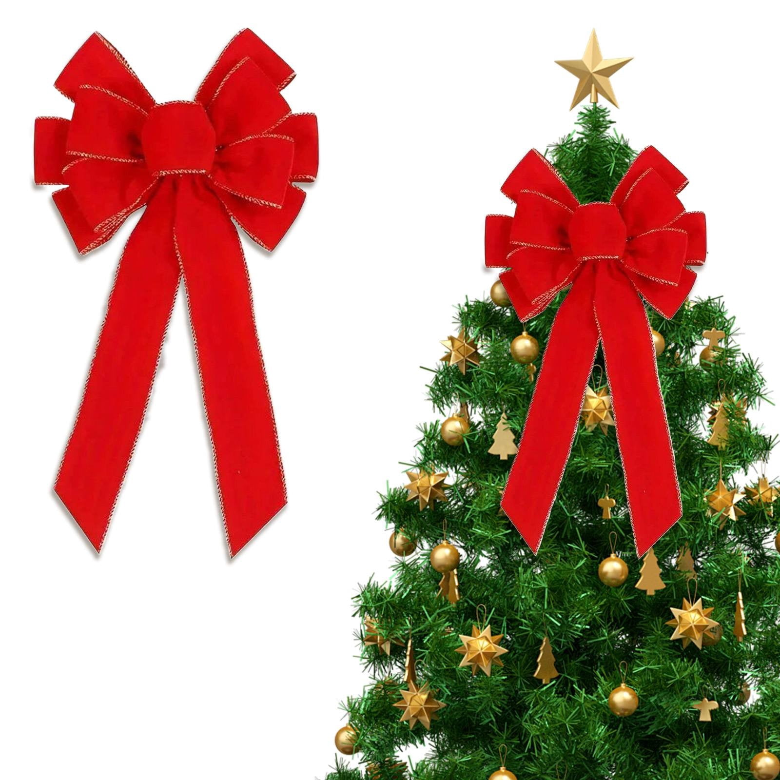 Liguh Bow Ornaments Velvet Ornaments Christmas Tree Bows Red Christmas ...