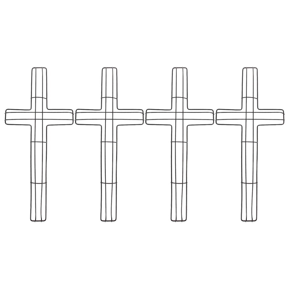 Lihe 4pcs DIY Cross Metal Wreath Frame Flower Garden Cross Shaped Metal ...