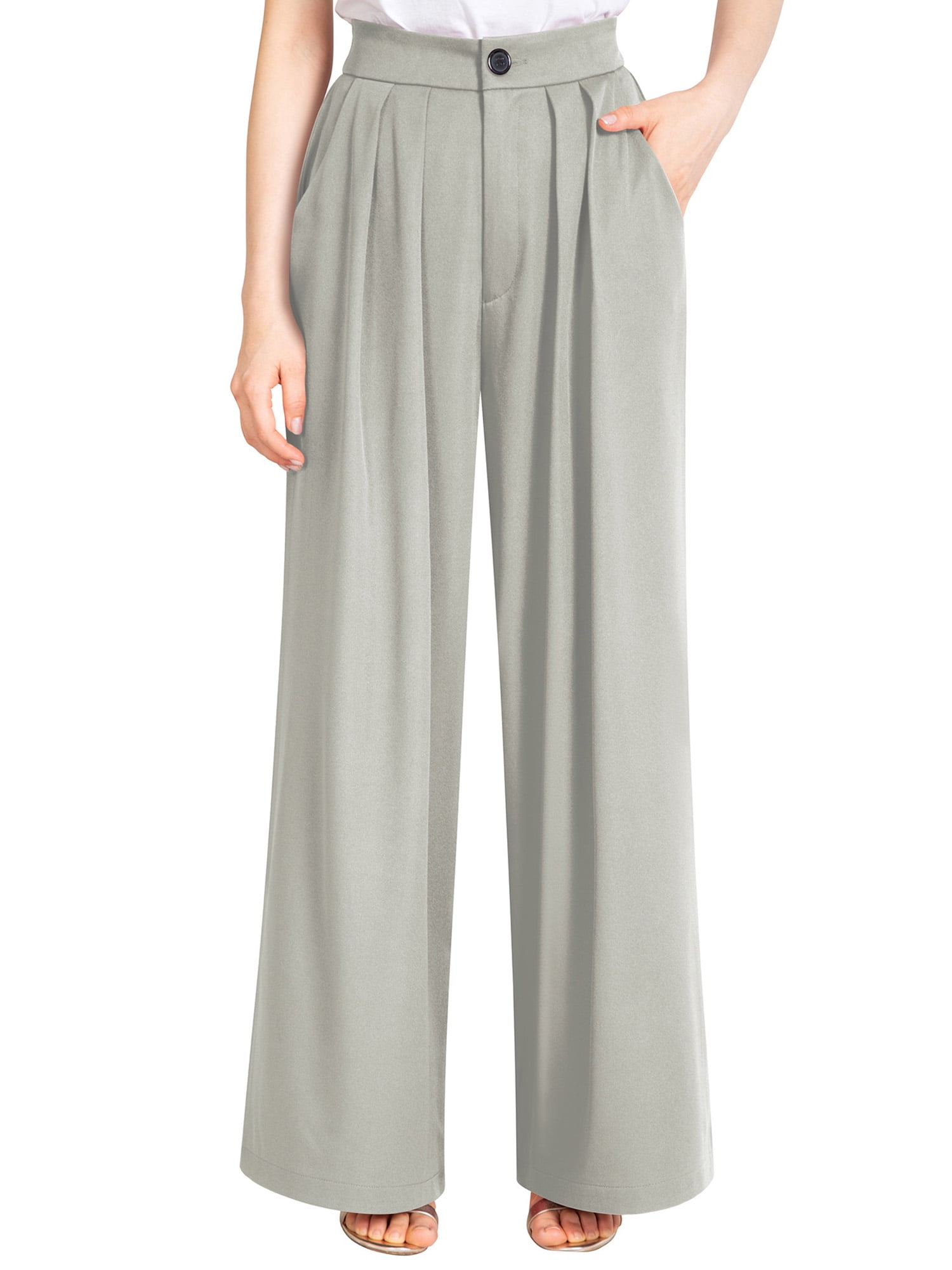 Liher Pants for Women High Waist Straight Leg Pant Business Office Wide ...