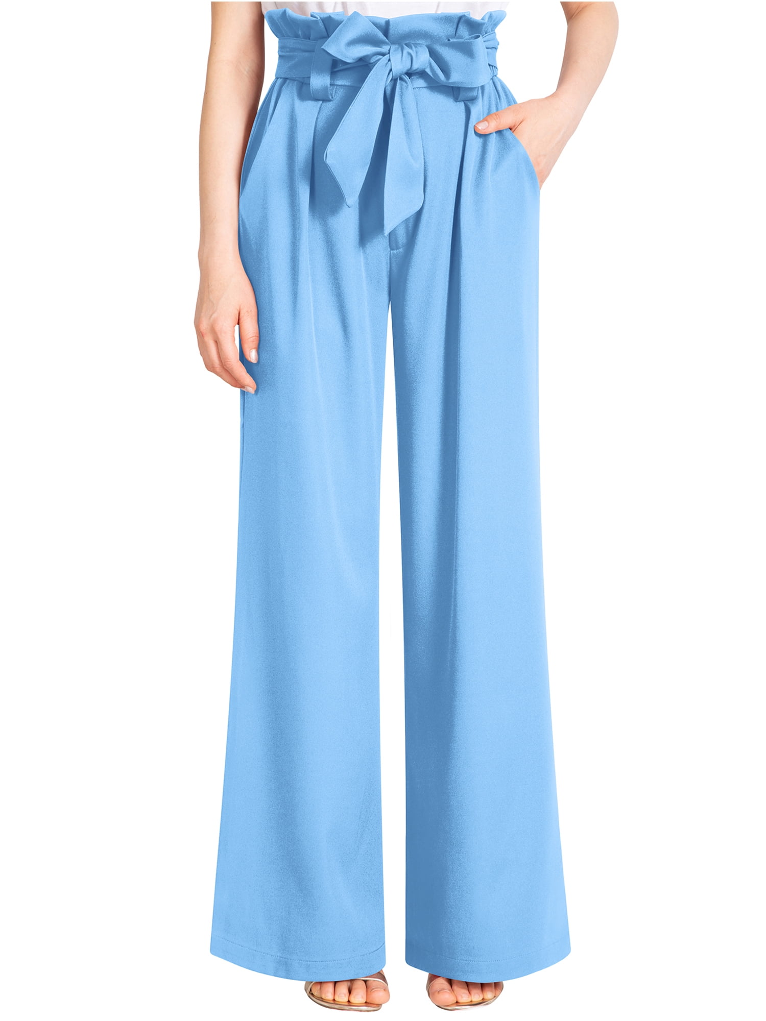 Liher Pants for Women Lounge Wide Leg Pant Summer Loose Straight Leg Trousers Blue Palazzo Pants ...
