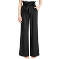 Liher Women Slacks High Waist Wide Leg Pants Casual Plain Solid Flowy ...