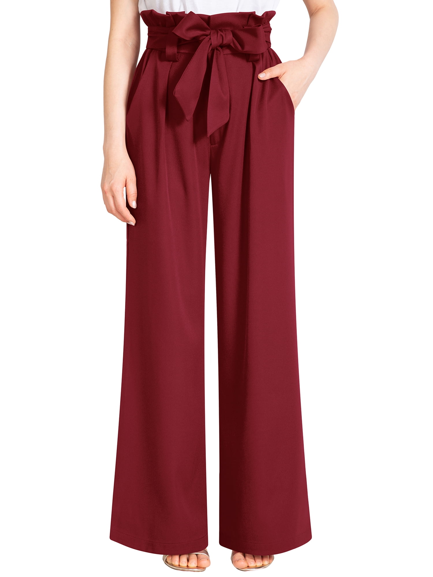Liher Women Wide Leg Pants Elastic Waist Palazzo Pants Casual Work ...