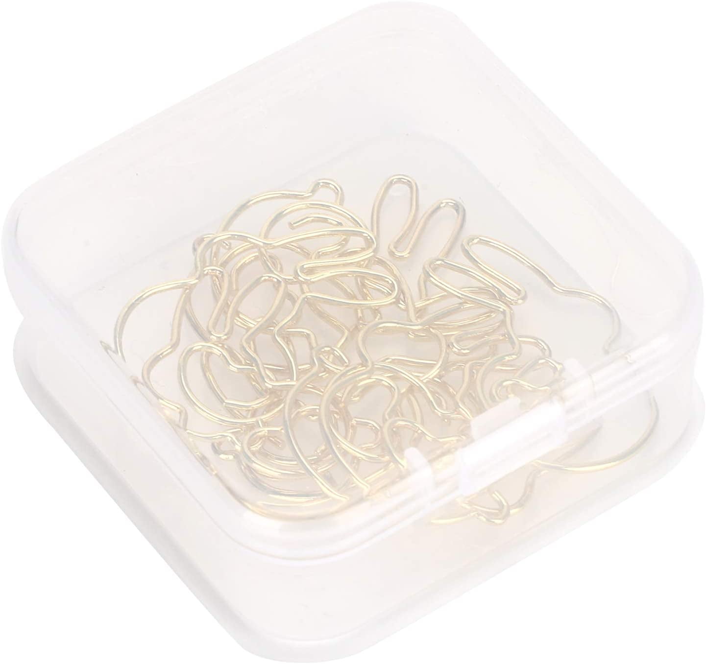 Liho 20Pcs Bunny Shape Paper Clips with Clear Box Metal Animal Shaped ...