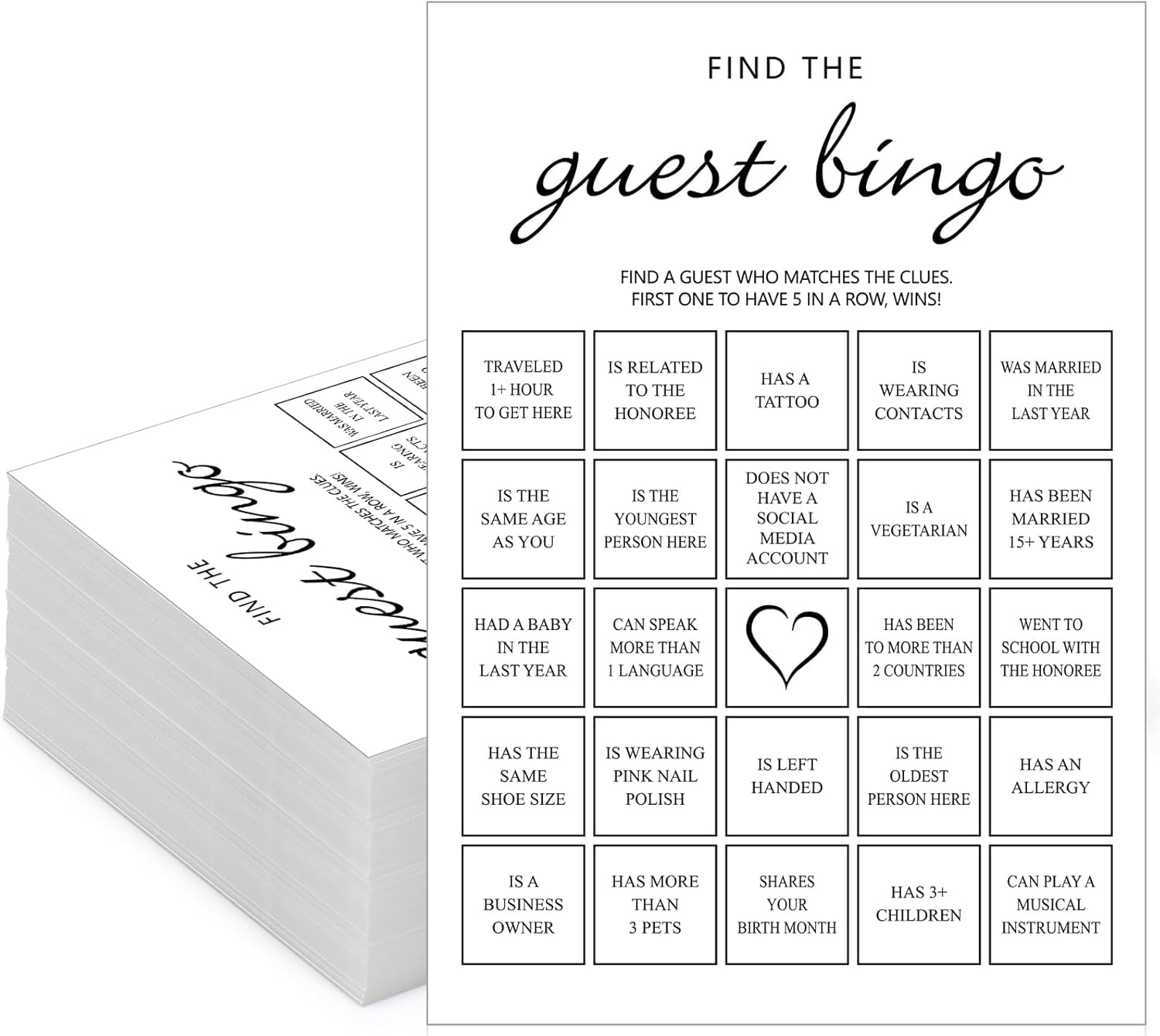 Liho 50 Pcs Bridal Shower Games Find The Guest Bingo Cards Baby Shower ...
