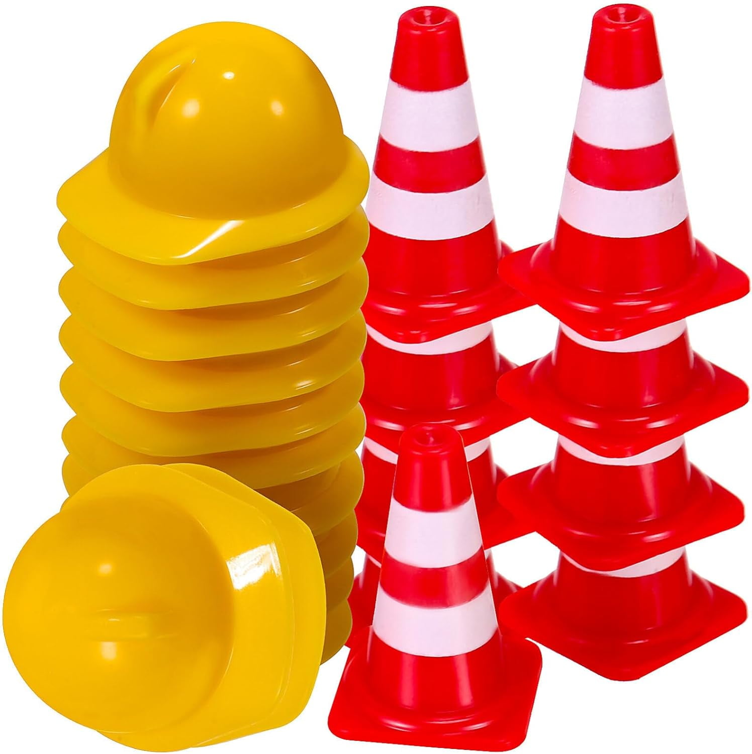 Liho 50pcs Mini Traffic Cones with 50pcs Mini Hard Hat, Mini Traffic ...