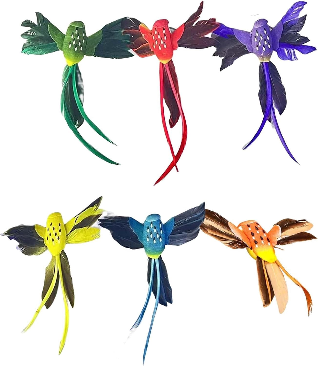 Liho 6Pcs Colorful Lifelike Feathered Hummingbird Garden Bird Statues ...