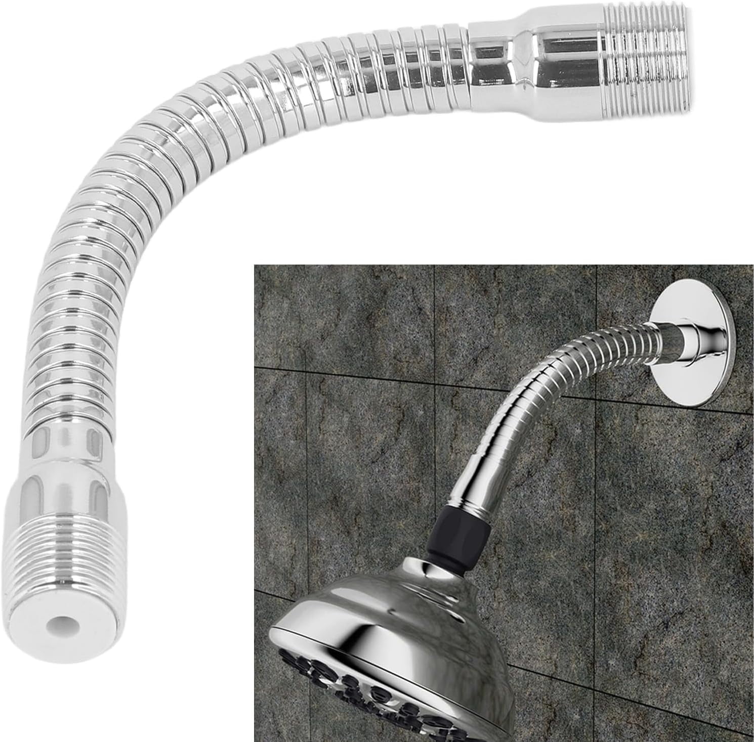 Liho Adjustable Shower Head Extension Arm with Flange 360 ° Adjustable ...