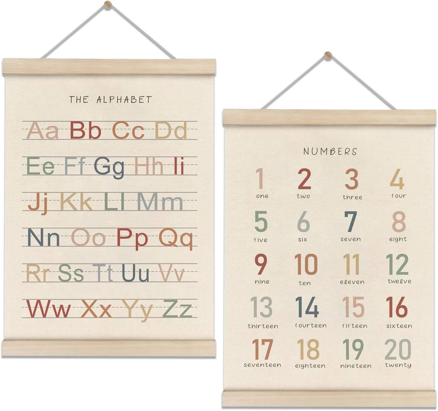 Liho Alphabet Numbers Canvas Wall Art, ABC Letters Poster for Nursery ...