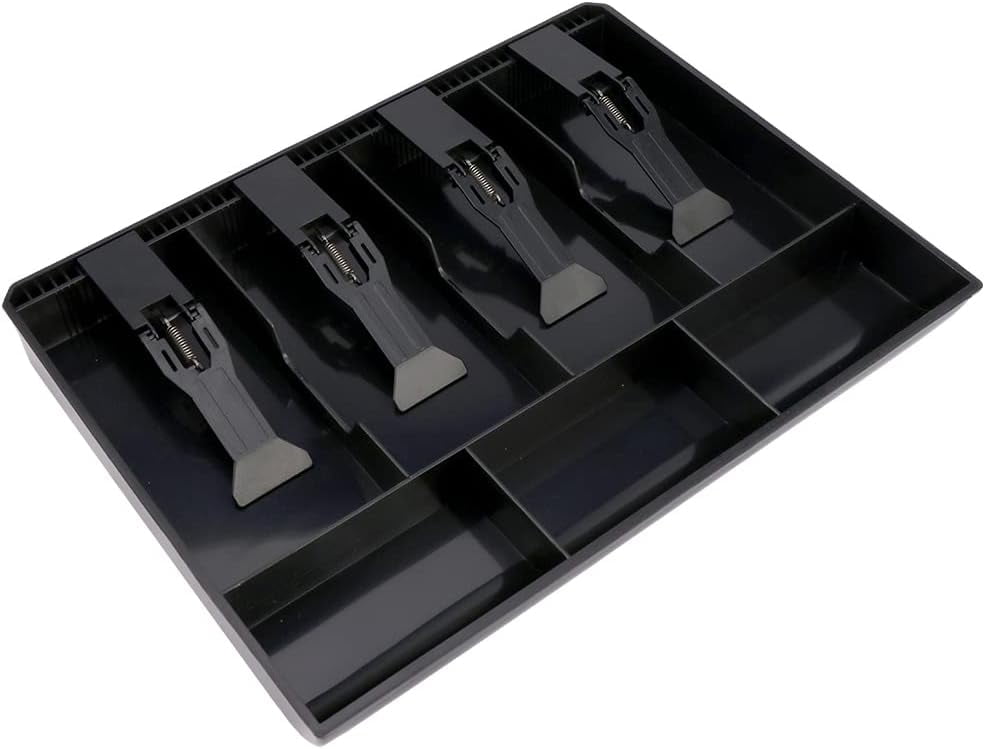 Liho Cashier Drawer Insert Tray with Plastic Clips, 4 Grids and 3 Coin ...