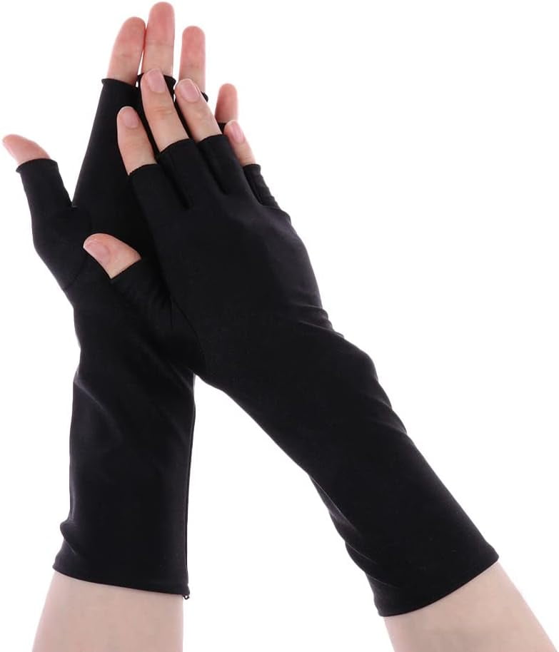 Liho Half Finger Sleeves 27cm, Sunscreen Protection Fingerless Long Gloves Women Arm Cool Summer ...