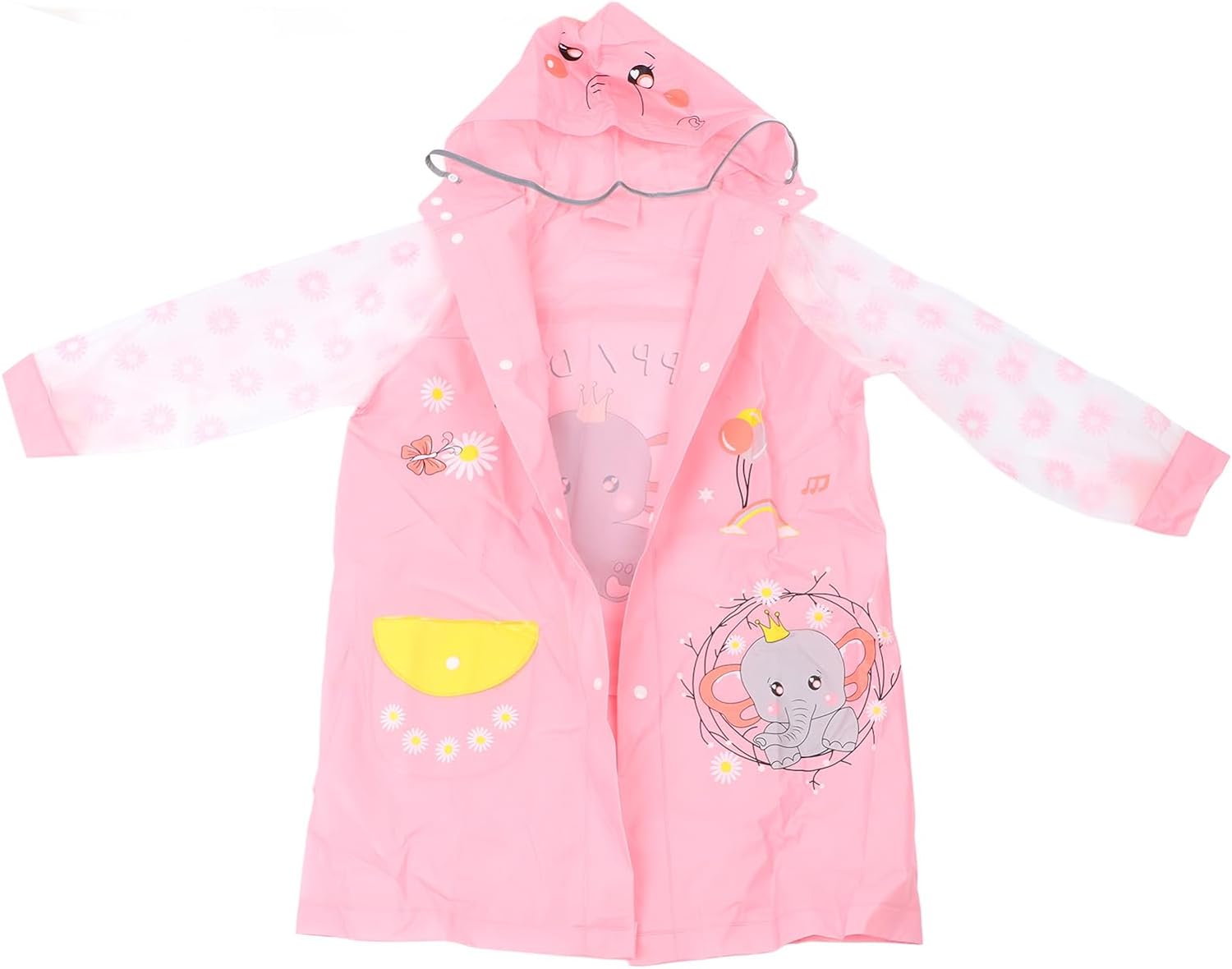 Liho L PU Kids Rain Poncho Reflective Strip Button with Backpack ...