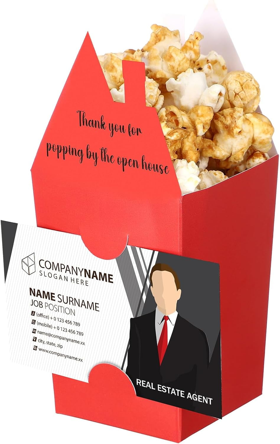 Liho Mini Open House Shaped Popcorn Boxes with Tag Holder Thanks Open ...