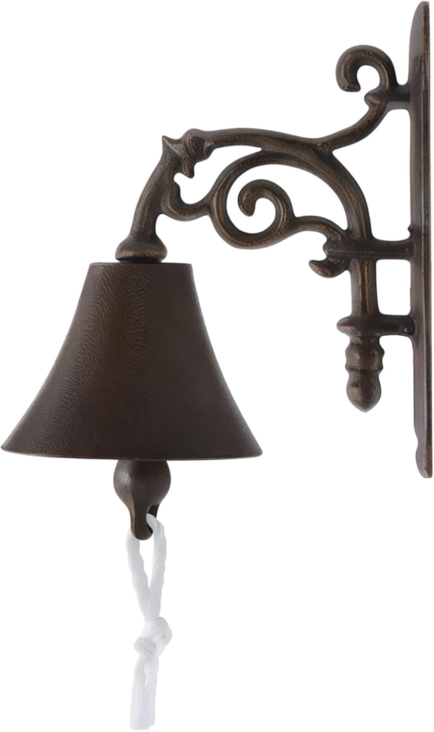 Liho Rustic Dinner Bell for Outside, Decorative Wall Mounted Service ...