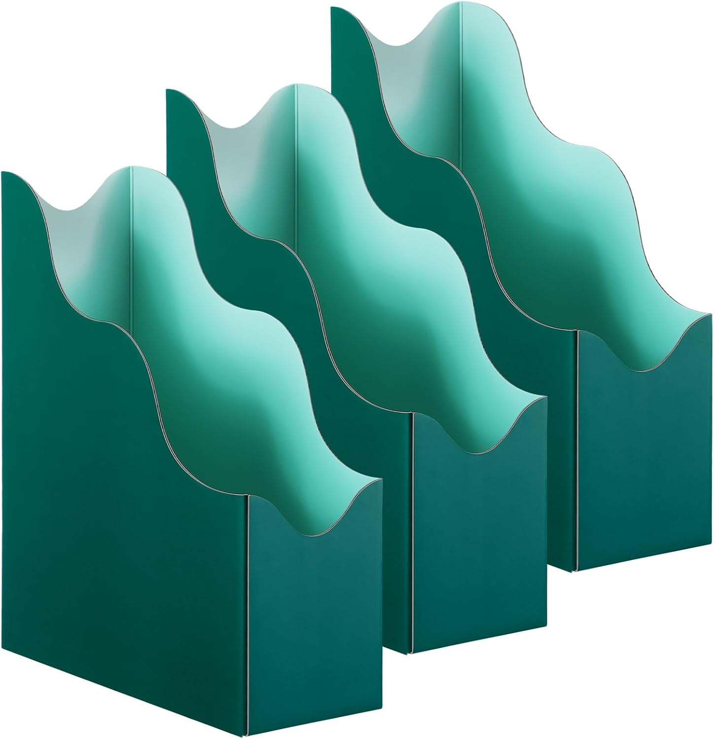 Liho Scalloped Green and Turquoise Magazine File Holders Set of 3 The ...