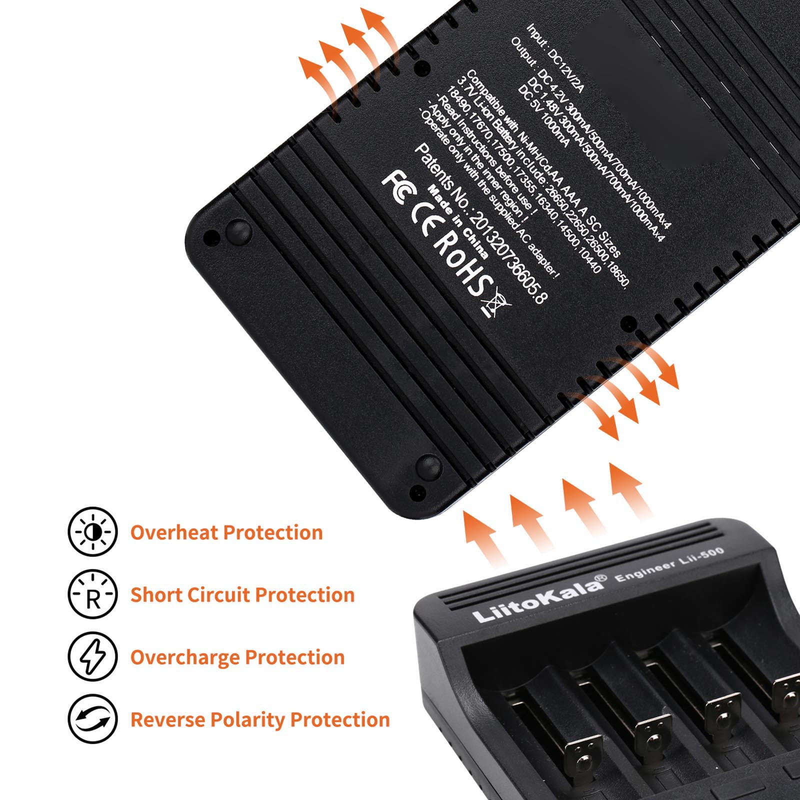 Lii-500 Battery Charger Smart w/ 4 Slots LCD Display for Ni-MH Ni-Cd Li ...