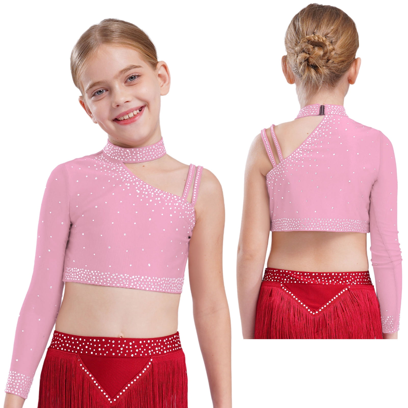 LiiYii Big Girl's Dance Crop Tops Jazz Hip Hop Dance Performance ...