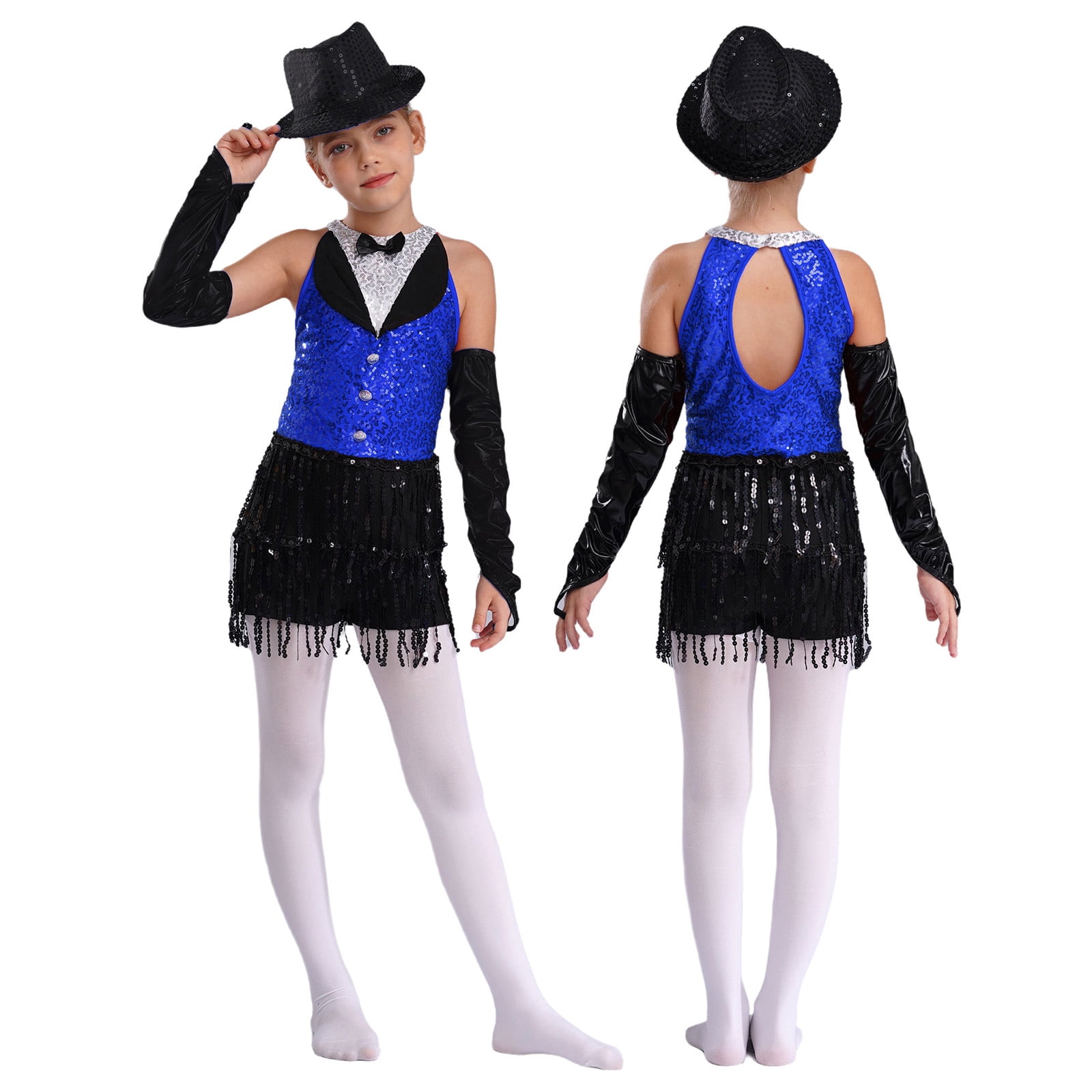 LiiYii Girl's Sequin Jazz Latin Dance Dress Ballroom Gymnastics Leotard ...