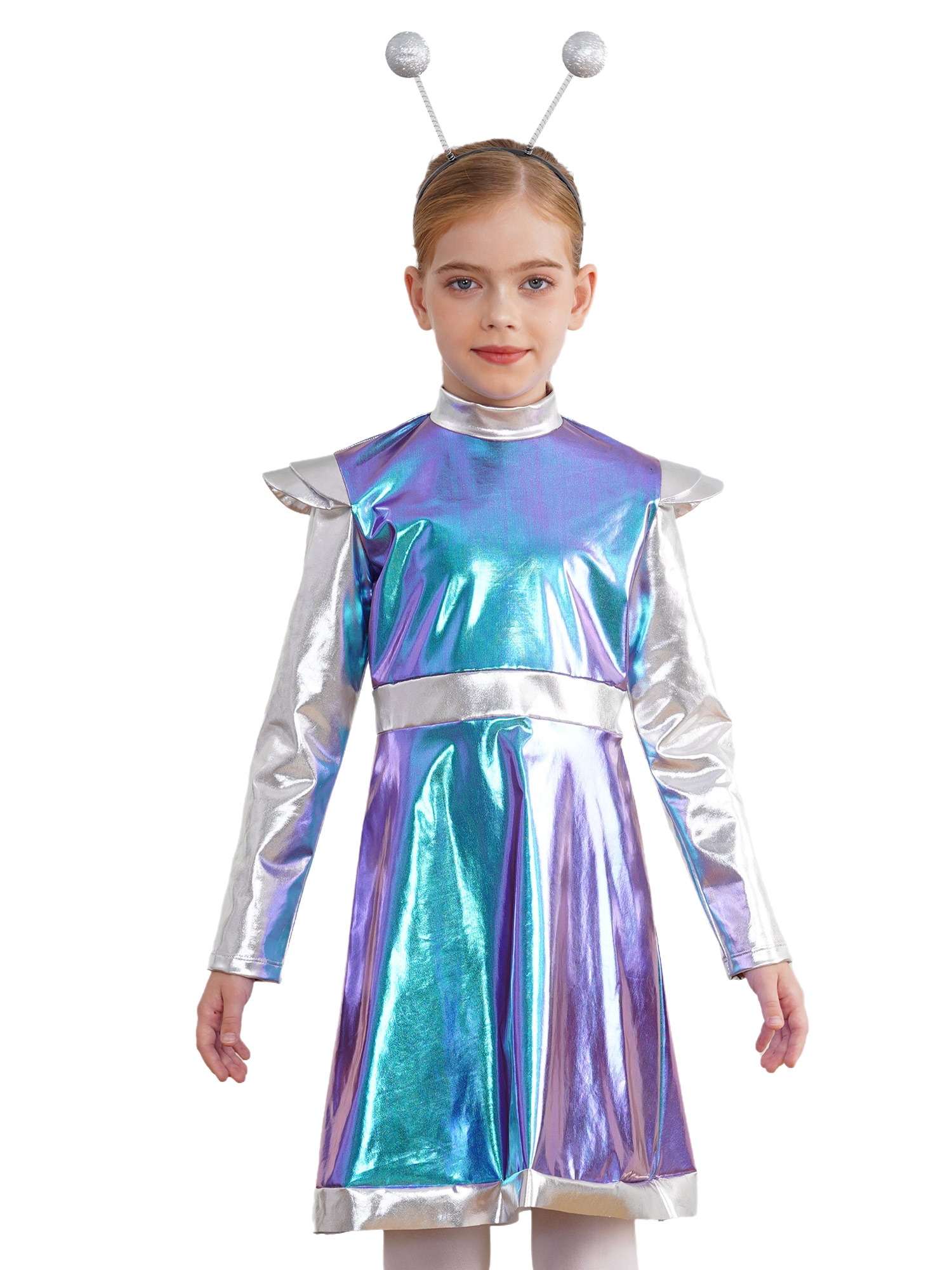 LiiYii Girls Alien Outfit Kids Party Fancy Dress Ups Outfits Glossy ...
