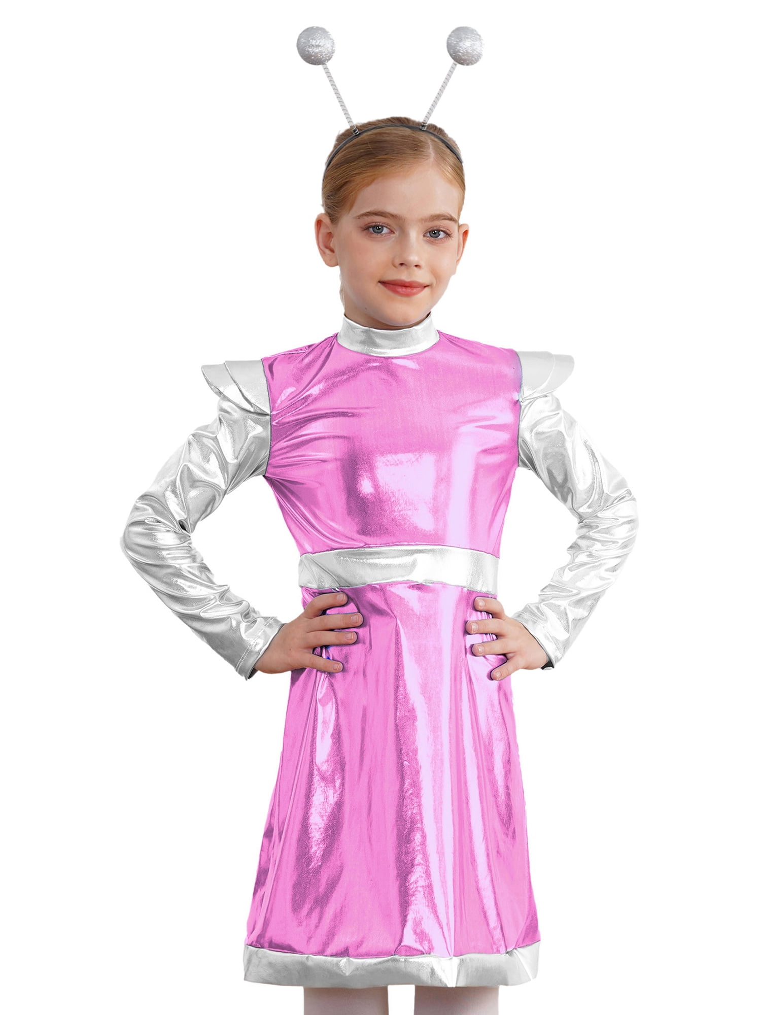 LiiYii Girls Alien Outfit Kids Party Fancy Dress Ups Outfits Glossy ...
