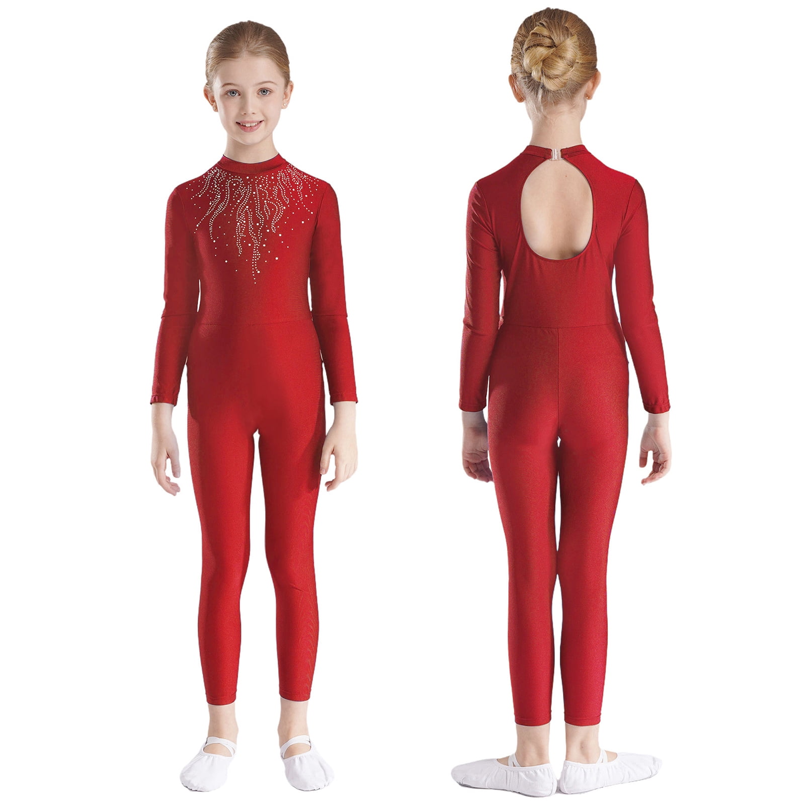 LiiYii Girls One Piece Gymnastic Leotard Long Sleeve Tank Unitard Full ...