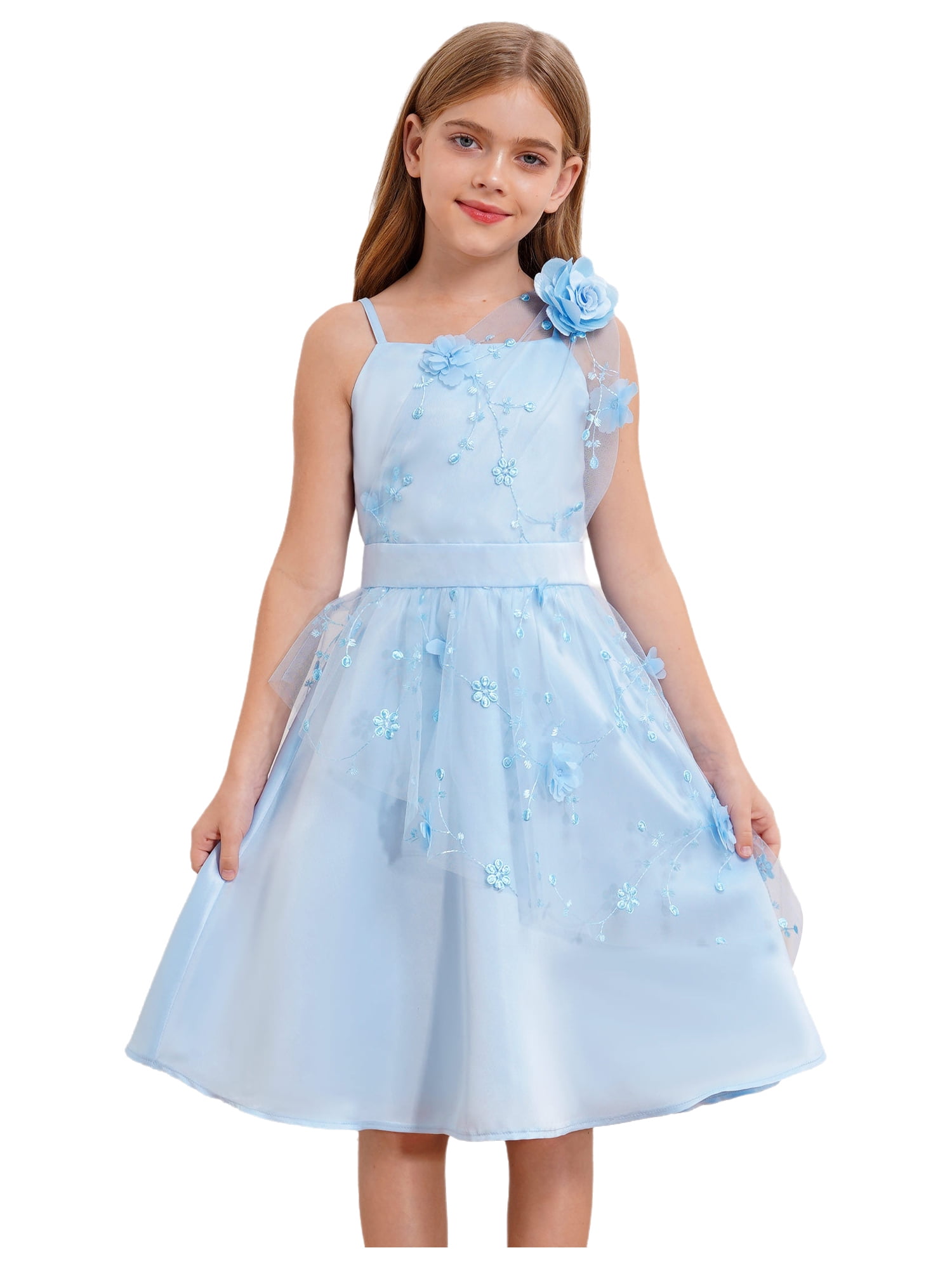 LiiYii Girls Sequin Tulle Mesh Dress Ruffle Birthday Party Tutu Formal ...