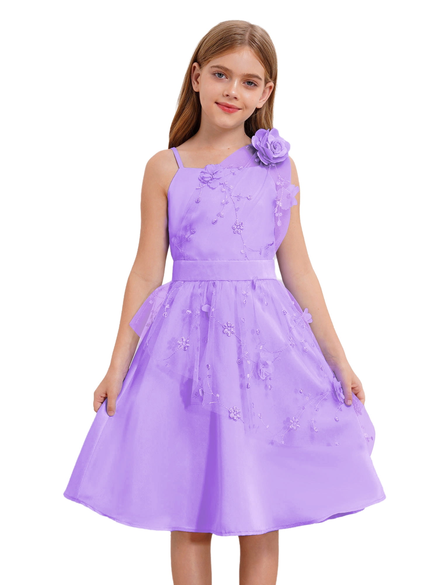 LiiYii Girls Sequin Tulle Mesh Dress Ruffle Birthday Party Tutu Formal ...