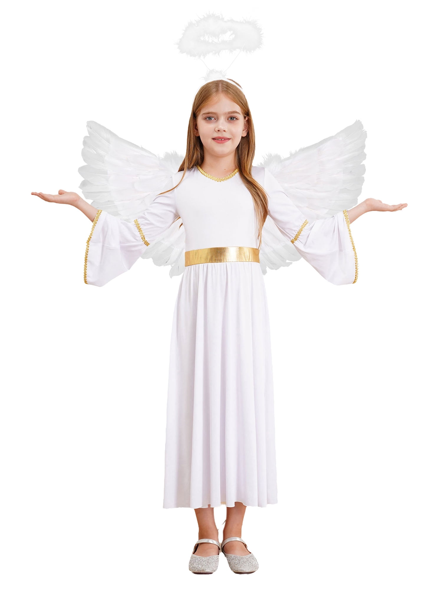 LiiYii Kids Girls 3Pcs Angel Suit Carnivals Party Fancy Dress Up ...