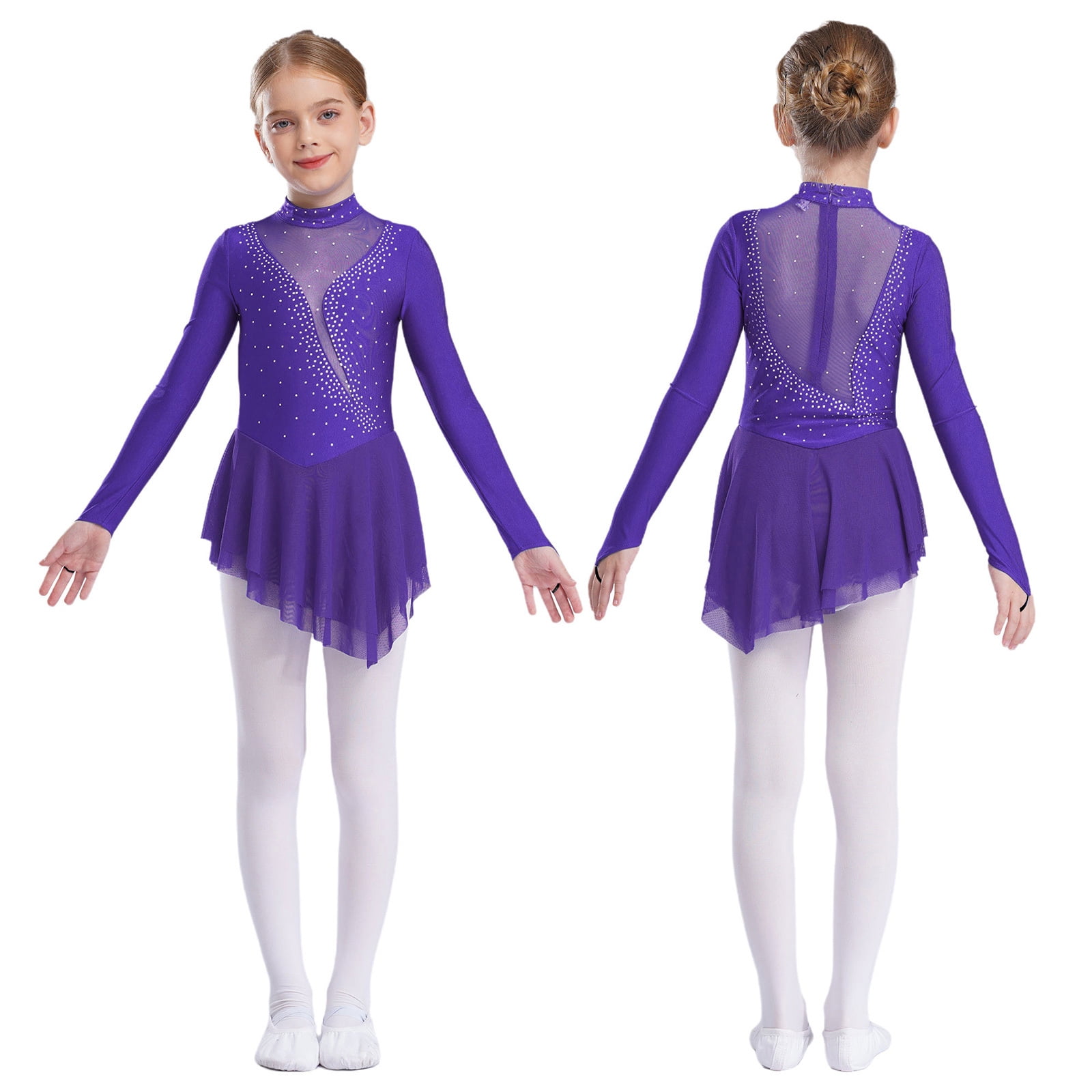 LiiYii Kids Girls Ballet Dance Dress Long Sleeve Gymnastics Leotard ...