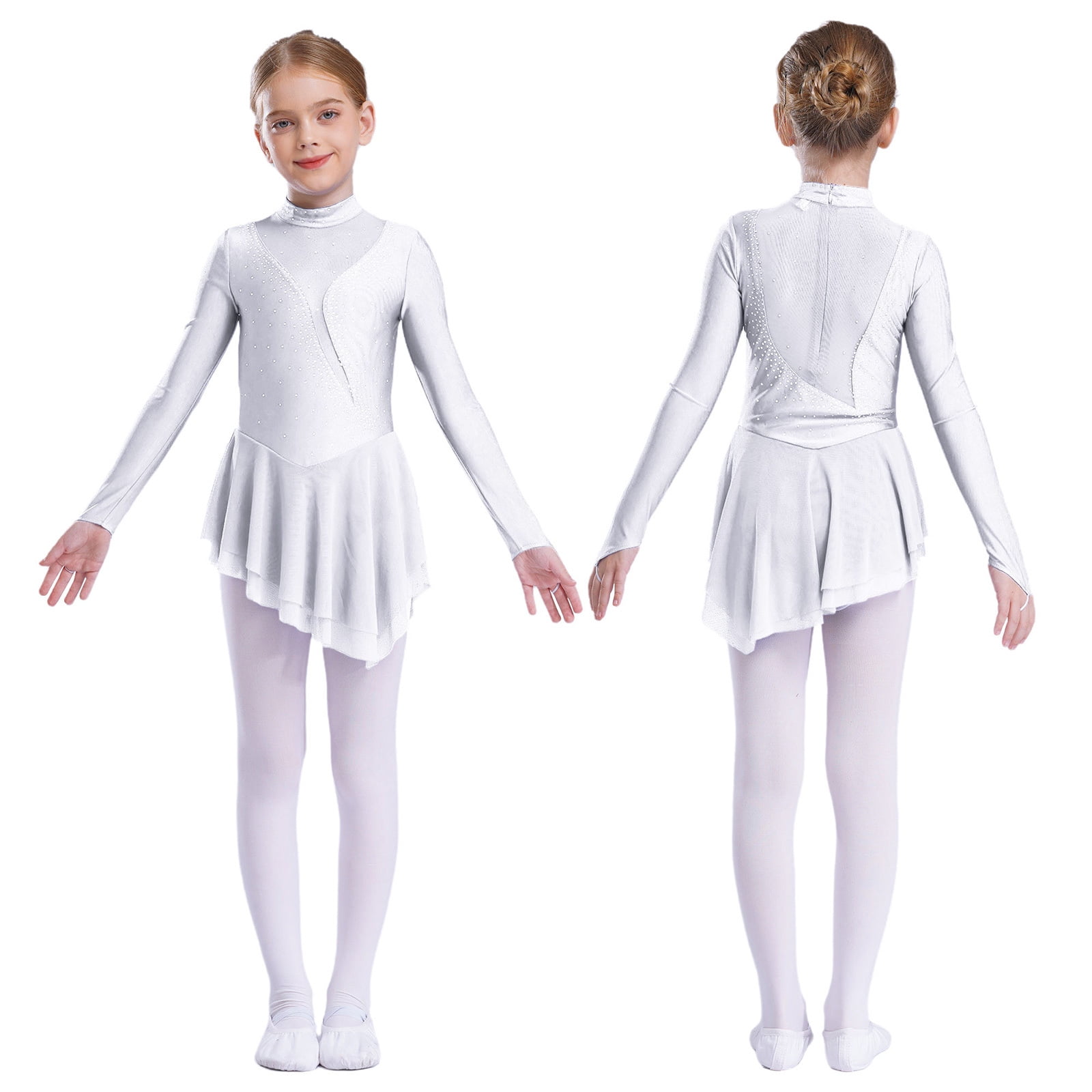 LiiYii Kids Girls Ballet Dance Dress Long Sleeve Gymnastics Leotard ...
