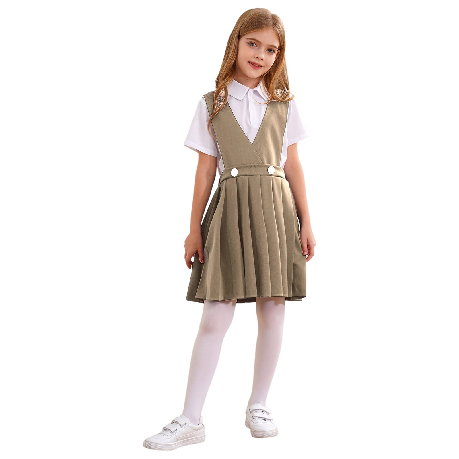 LiiYii Kids Girls Classic School Uniform Pleated Pinafore Dress Wear to ...