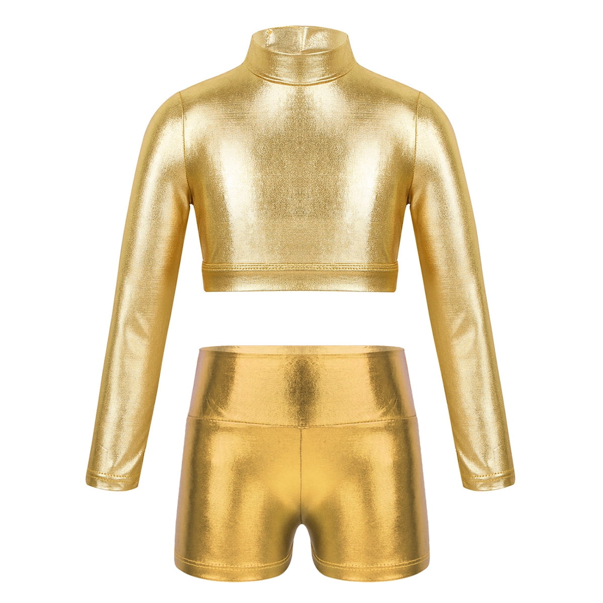 LiiYii Kids Girls Metallic Dance Outfits Gymnastic Leotard Turtle Neck ...