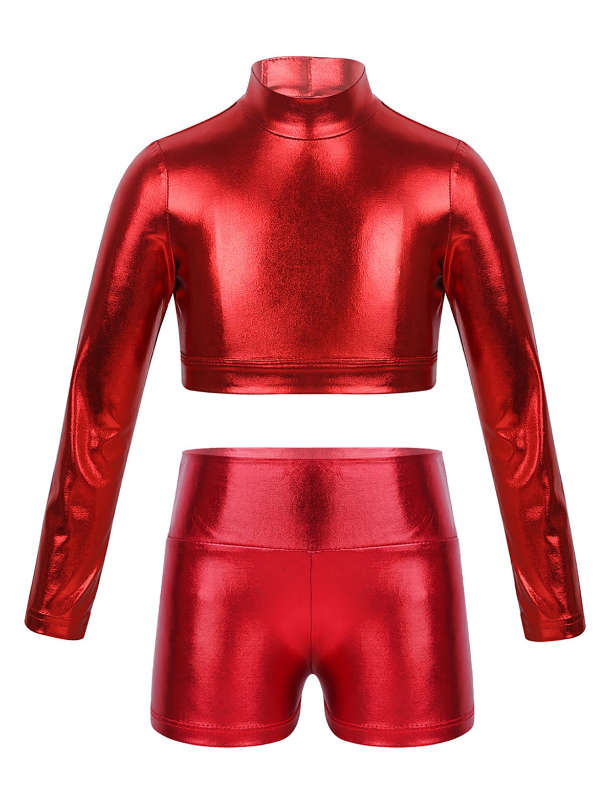LiiYii Kids Girls Metallic Dance Outfits Gymnastic Leotard Turtle Neck ...