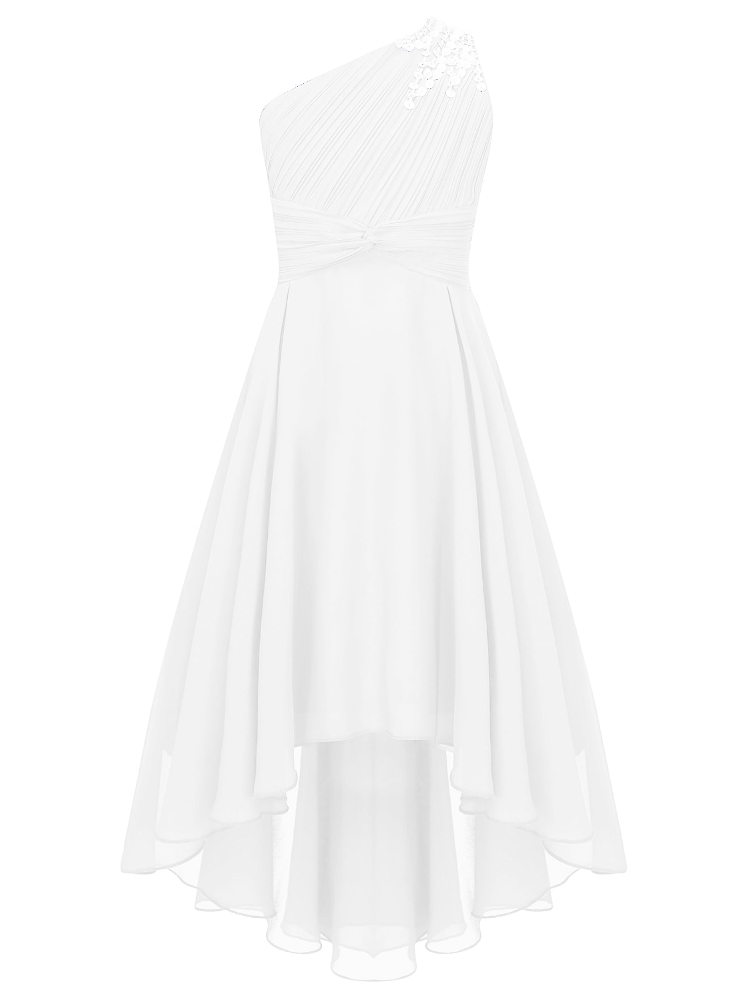 LiiYii Kids Girls One Shoulder Shiny Beaded Flower Girl Dress Pageant ...