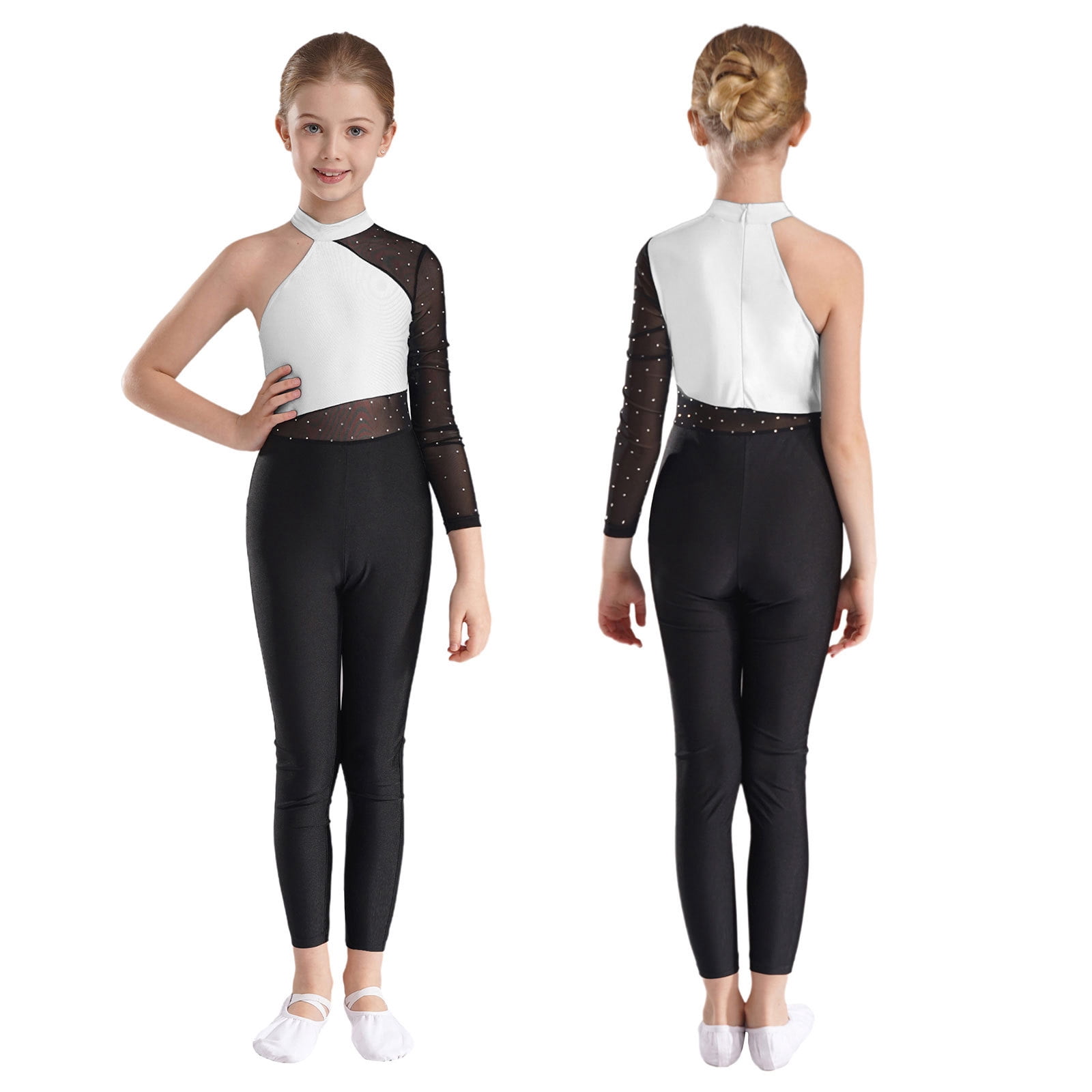 LiiYii Little Girls Full Length Dance Jumpsuit One Piece Bodysuit Long ...