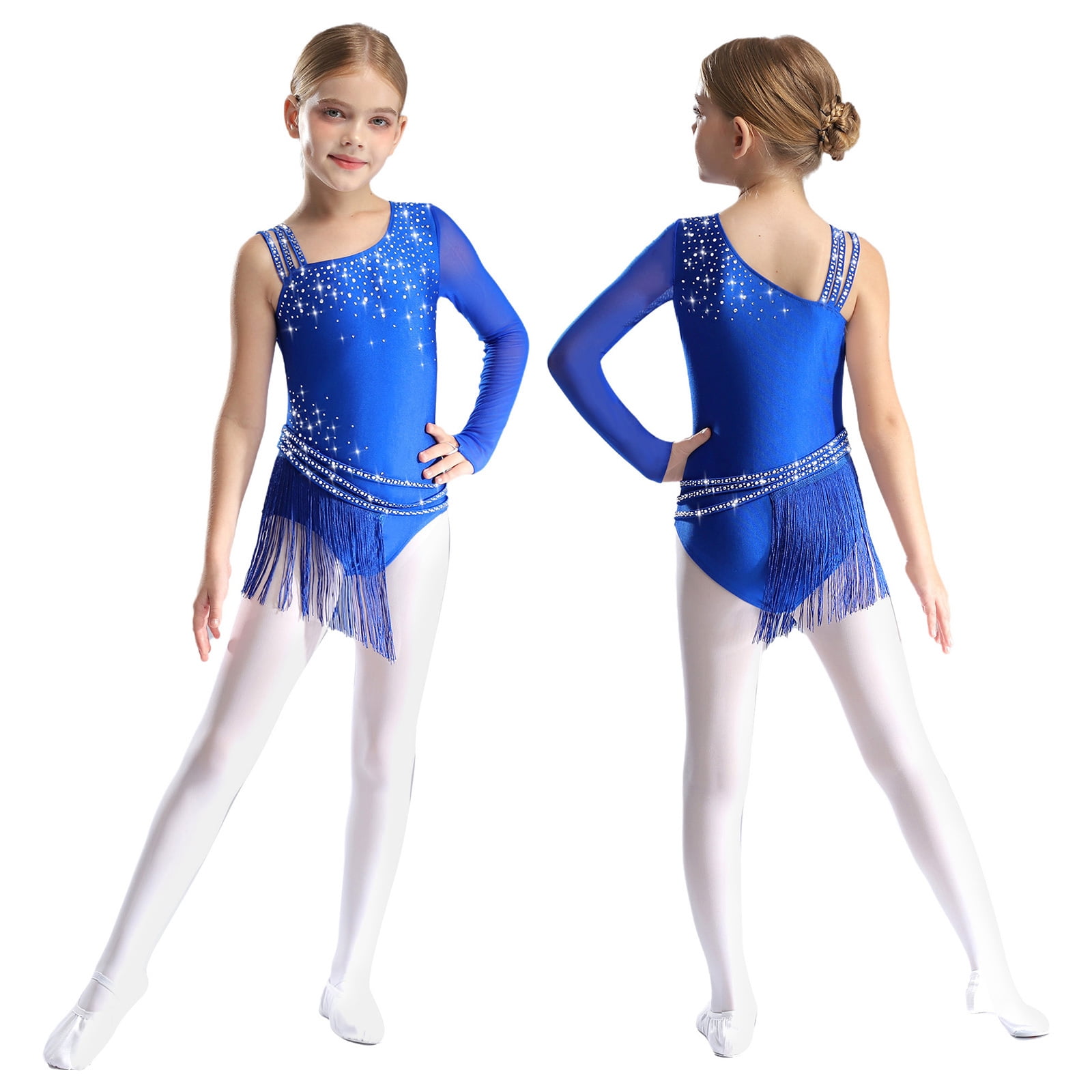 LiiYii Tassel Latin Dance Dress for Girls Modern Jazz Ballroom Costume ...