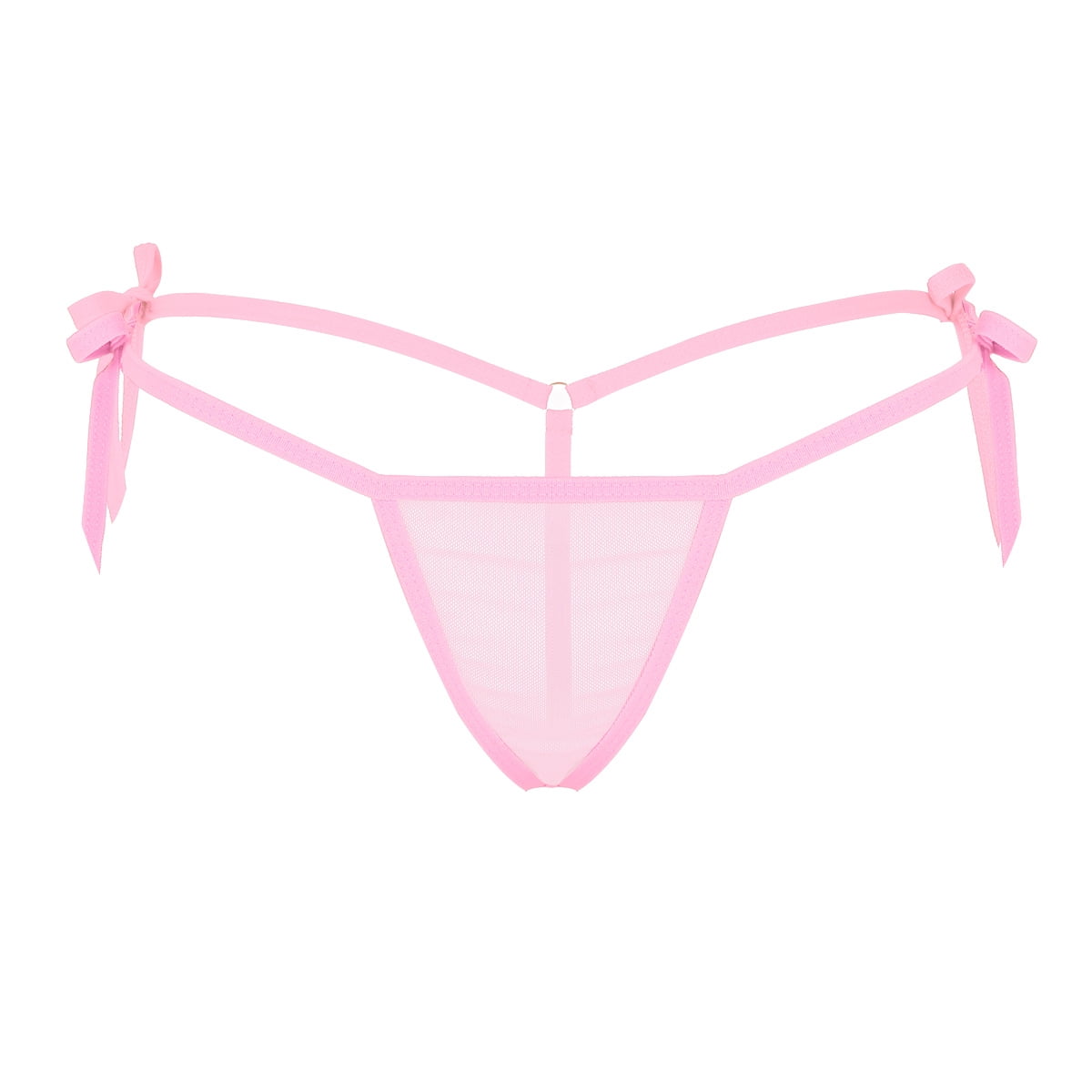 LiiYii Women Mesh Sheer See-Through Low-Rise Tie-Side T-Back Micro Mini ...