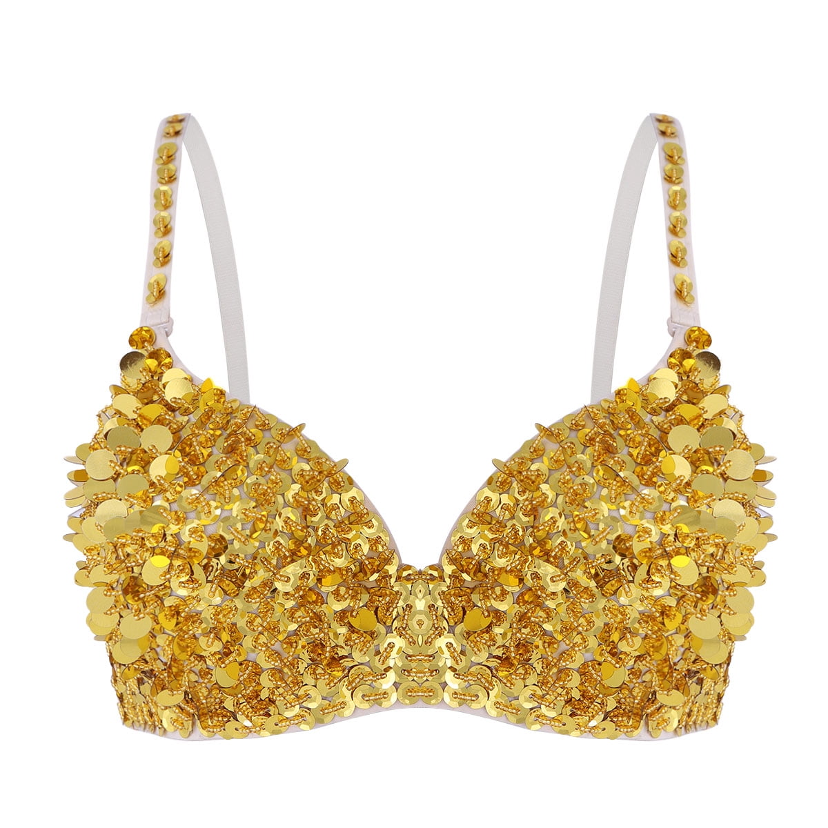 LiiYii Women's Sparkly Sequins Bra Top Rave Dance Belly Dancing Crop ...