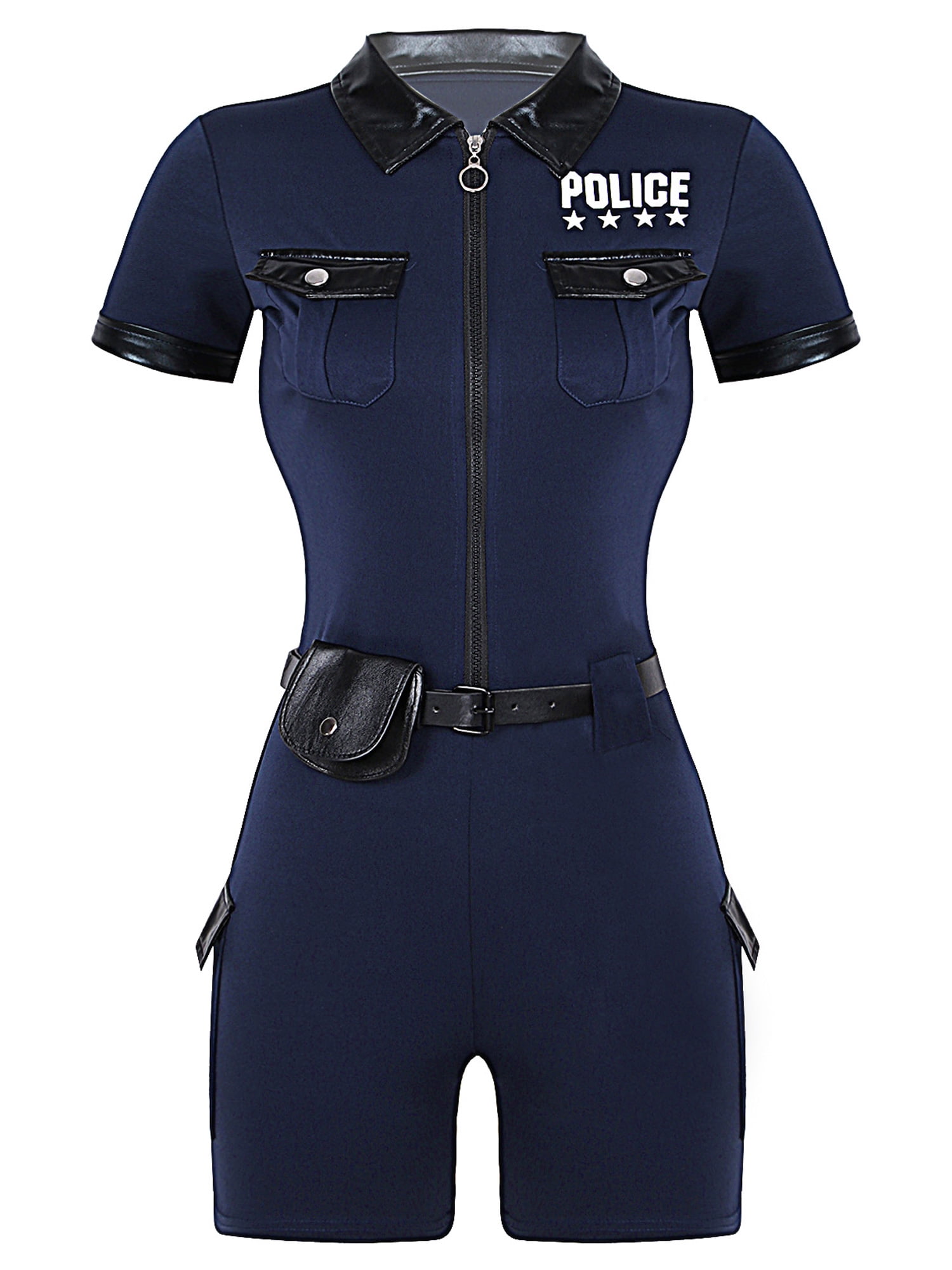 LiiYii Womens Police Uniform Cop Uniform Outfit Set Short Sleeve ...