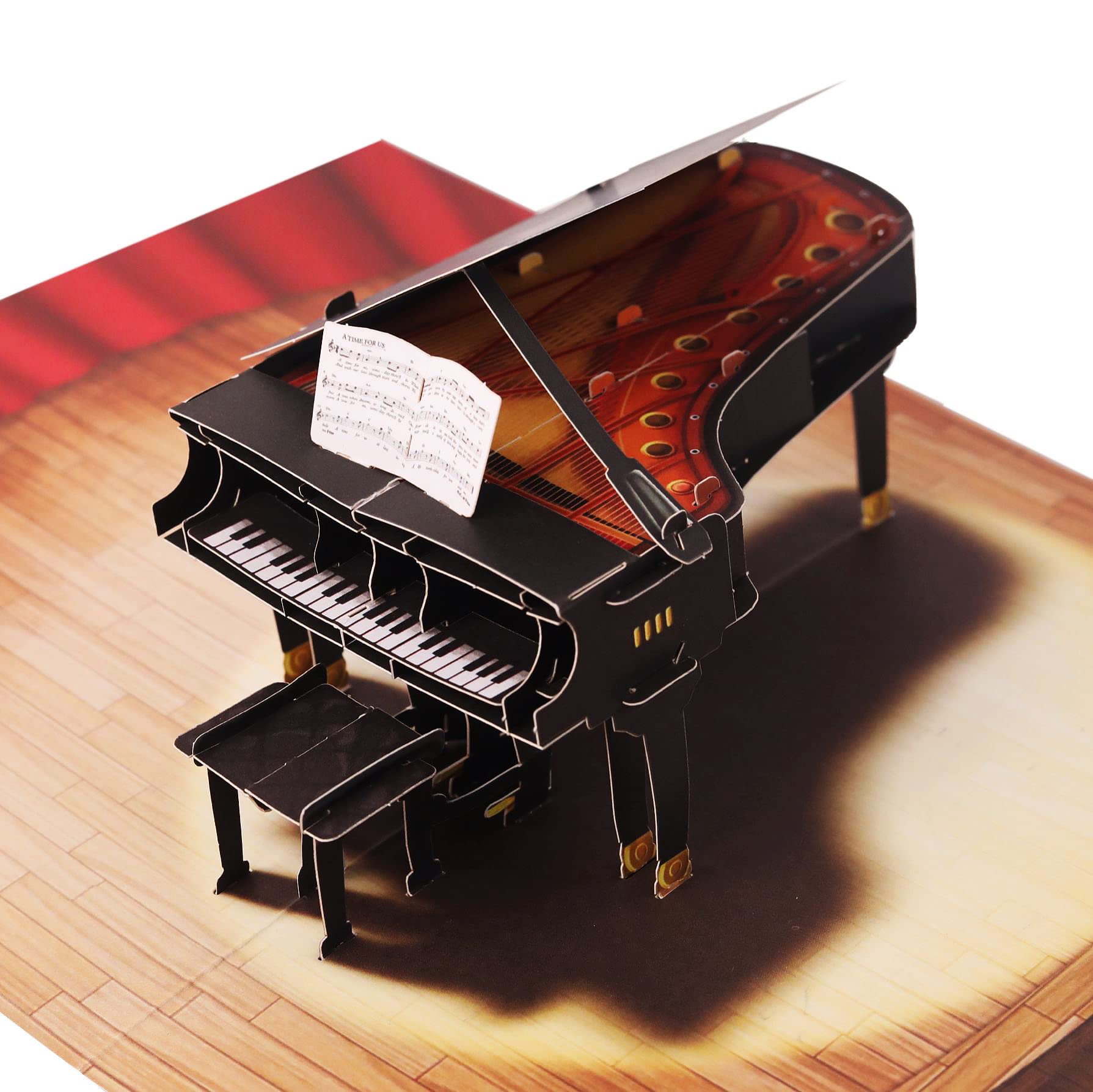 Liif Grand Piano Pop-Up Card, Thank You, 8 in x 6 in, Laser Cut and Hand Assembled, Satisfaction ...
