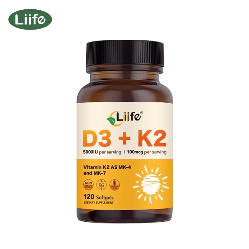 Liife D3K2 Capsules - 120 Capsules, 60 Day Supply, Bone, Muscle ...