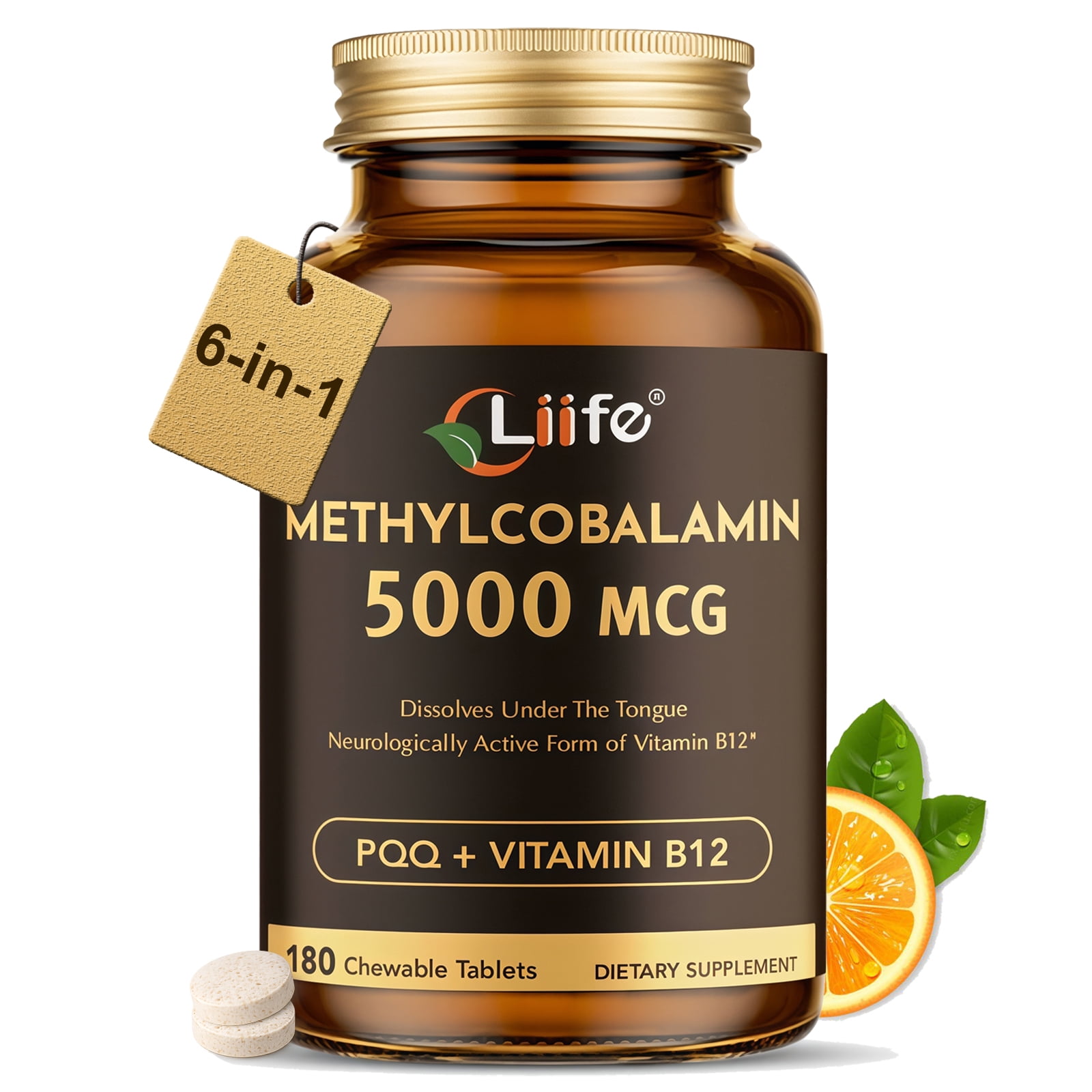 Liife Methylcobalamin (PQQ + Vitamin B12) 5000 mcg | 180 Chewable ...