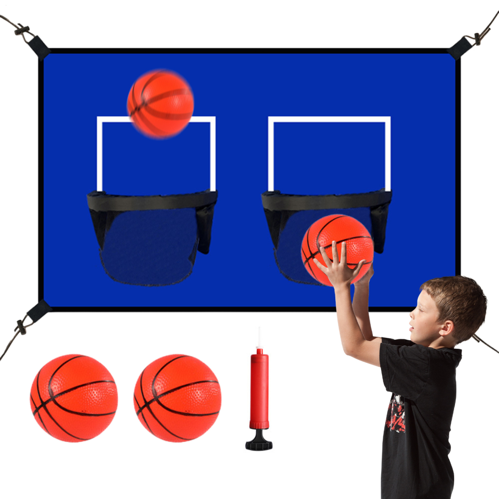 Liilaimic Basketball Hoop Outdoor Portable Basketball Goal Trampoline ...