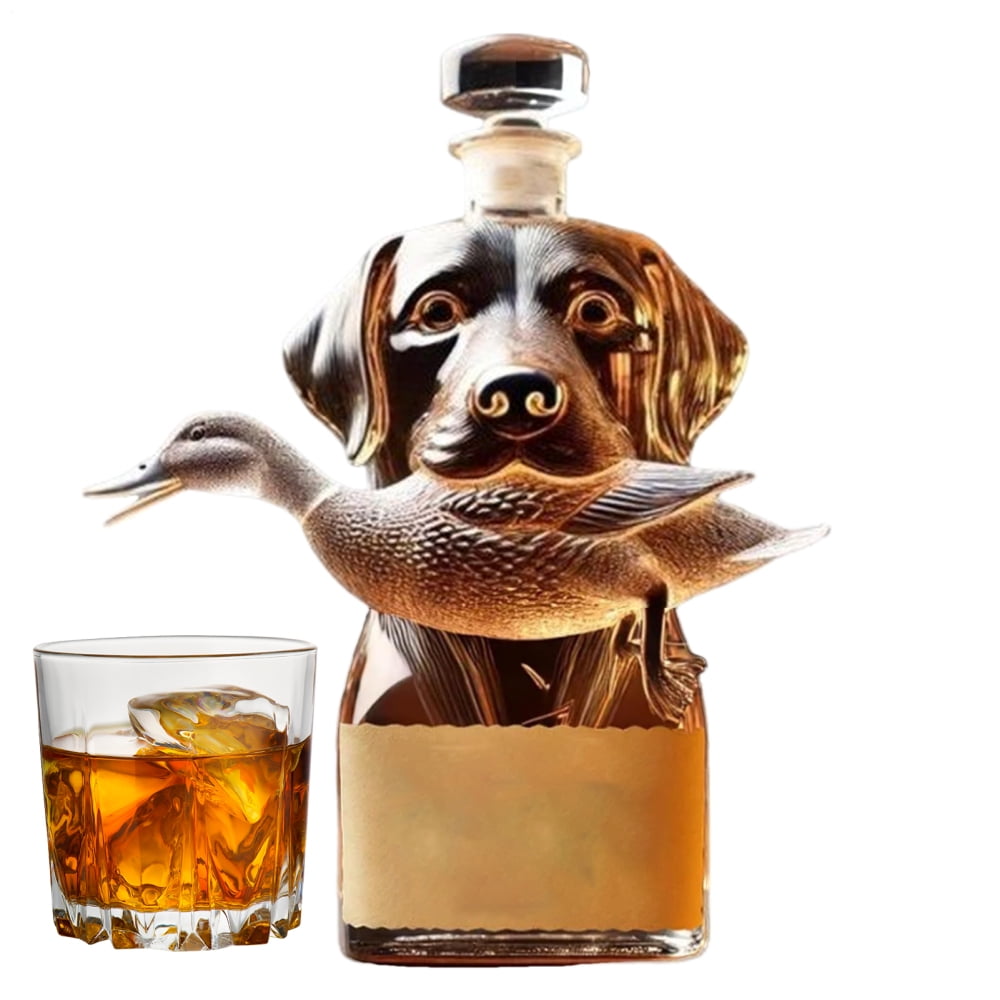 Liilaimic Bourbon Decanter Hound Glass Decanter Whiskey Bottle Airtight ...