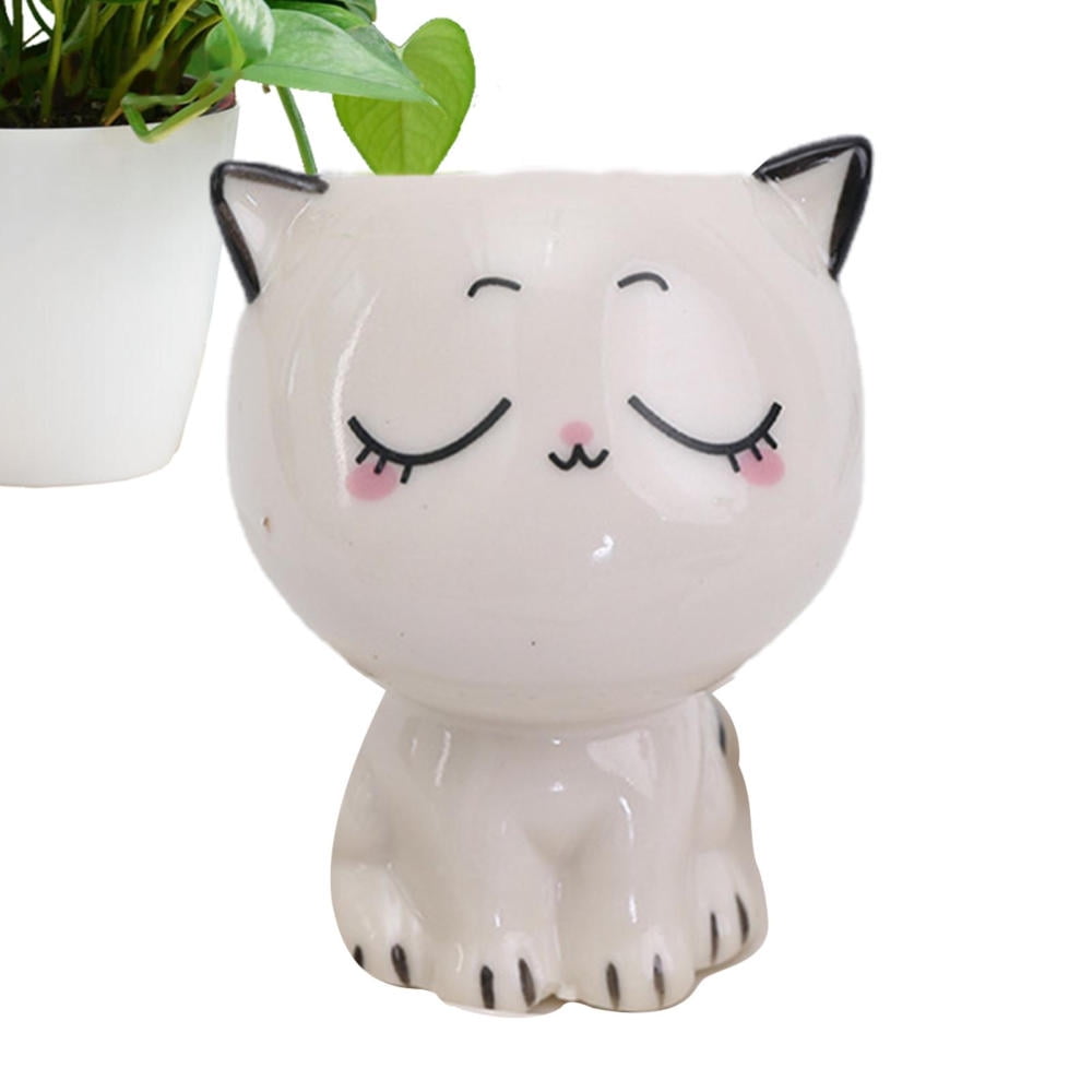 Liilaimic Ceramic Cat Succulent Planter Porcelain Decorative Flower ...