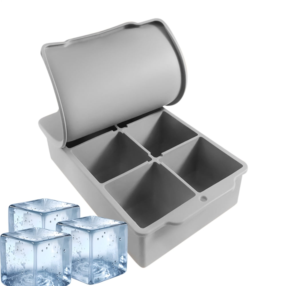 Liilaimic Cube Ice Mold 6 Cavity Silicone Ice Maker Tray With Cover ...