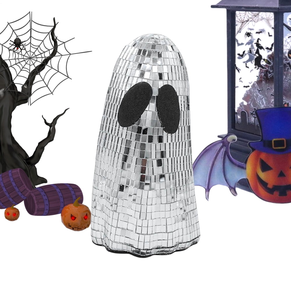 Liilaimic Disco Ghost Indoor Halloween Ornaments Glitter Ghost ...