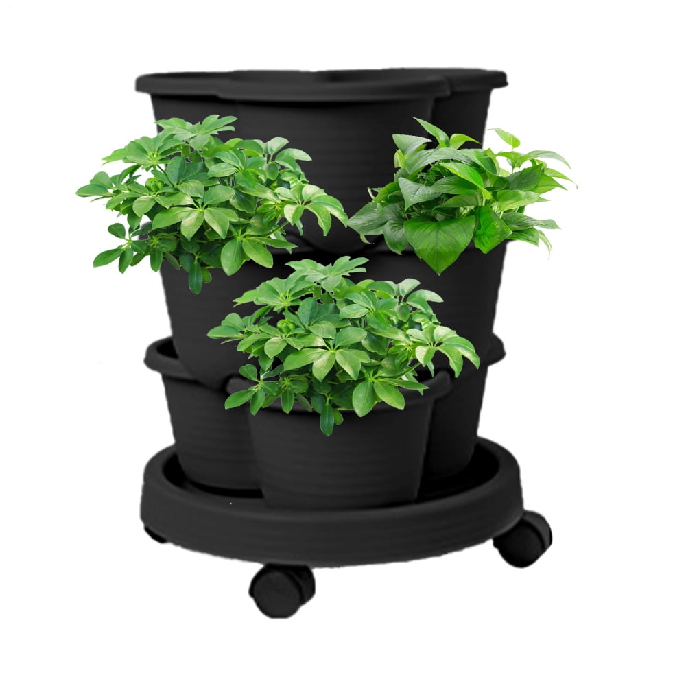 Liilaimic Garden Tower Tiered Planter Outdoor Stacking Flowerpot ...