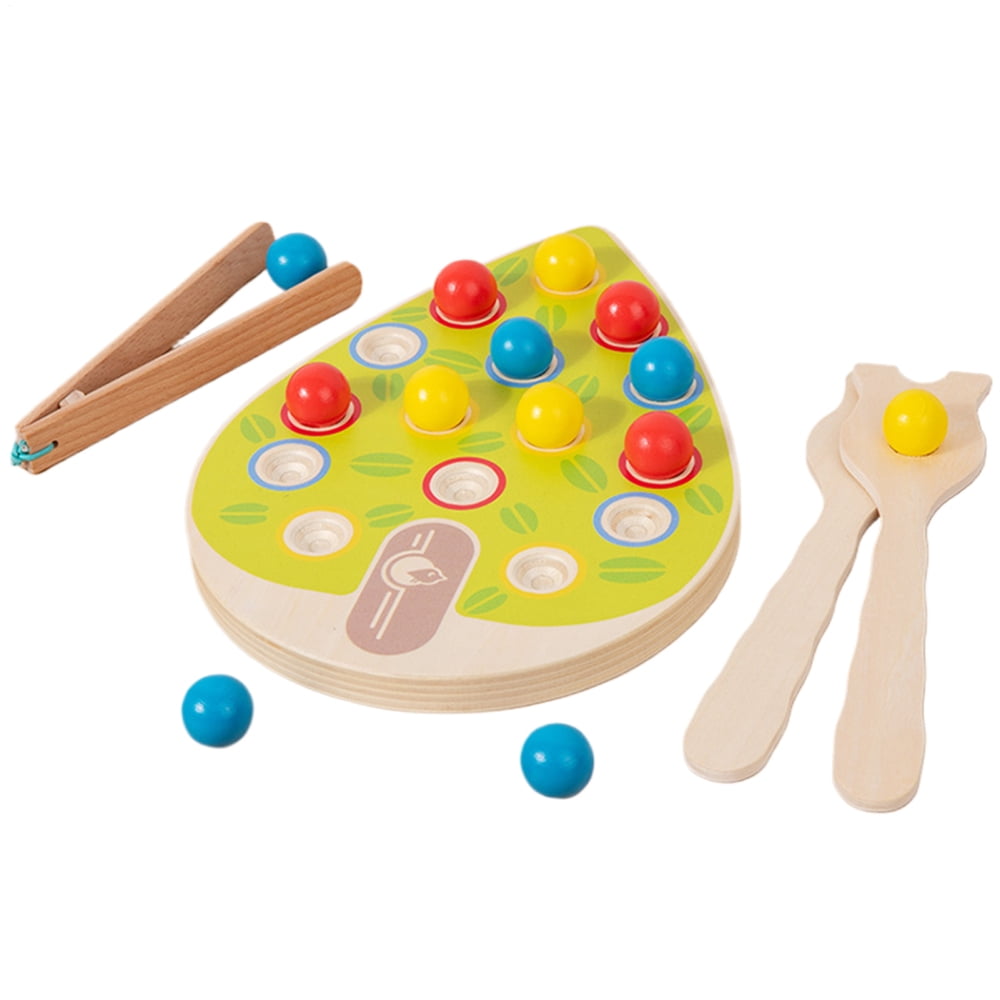 Liilaimic Kids Beads Sorting Toy Wood Clip Beads Color Sorting Game ...