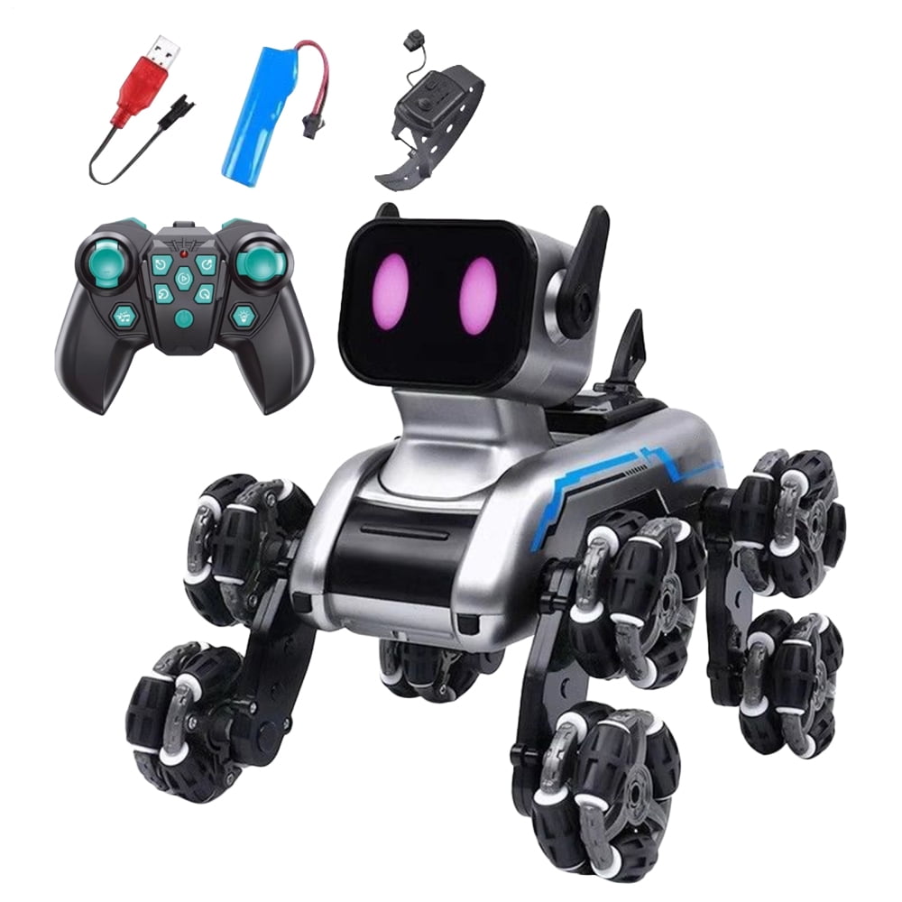 Liilaimic Remote Control Dog Toy for Kids Smart Robot Dog Eight-Wheel ...